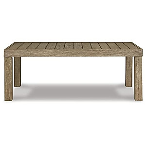 Signature Design by Ashley Outdoor Silo Point Eucalyptus Patio Coffee Table, Brown
