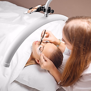 MINIEAR Eyelash Lamp - Dimmable LED Floor Lamp Lash Light for Eyelash Extensions, Salon SPA, Esthetician, Tattoo Artists - Rotating Half-Moon Head, Shadowless Lighting, Adjustable Brightness (White)