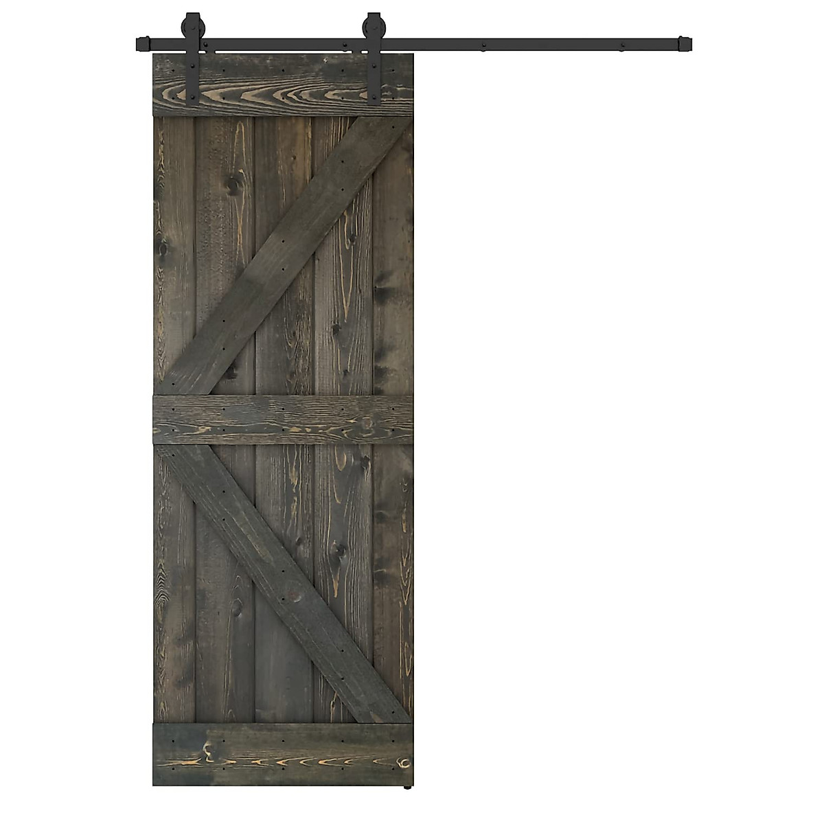 Sliding Barn Door 30 in x 84 in, Made-in-USA, Customizable Solid Wood Barn Door Included 5.25ft Hardware Kit and Pull Handle, Easy Assembly Dark Walnut, British K Series