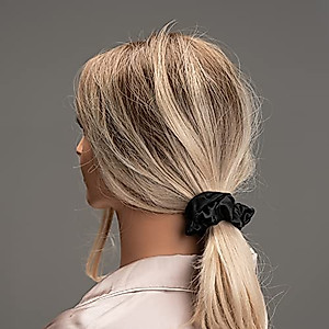 Silk Scrunchies for Hair 100% Mulberry Silk Hair Ties 3 Pack(Black, White, Pink)