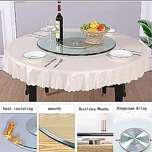 DOUKI Glass Rotating Tray 36inch Tabletop Rotating Serving Tray, Thick Glass Lazy Susan Heavy Duty Turntable, Large Lazy Susan For Dining Table (Size : 60cm(24inch))