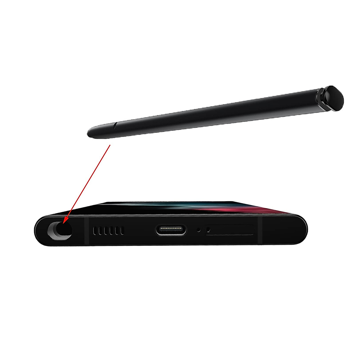 2 Pack Black S22 Ultra S Pen Replacement for Samsung Galaxy S22 Ultra Stylus Pen 5G SM-S908U S22 Ultra Stylus Pen (WithoutBluetooth) + Eject Pin (Phantom Black)