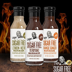 G Hughes Sugar Free, Assorted Marinades - Gluten Free, Sugar Free Sauces and Marinades Gift Sets, Marinades for Meats, (1) Lemon Herb 12oz bottle (1) Teriyaki 13oz bottle & (1) Orange Ginger 13oz