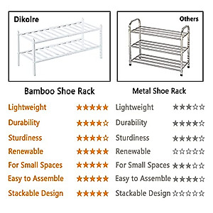 Dikolre Shoe Rack Organizer Storage for Closet Entryway, Dorm Front Door Hallway Bamboo Stackable Small Wooden 2-Tier Shelf, White