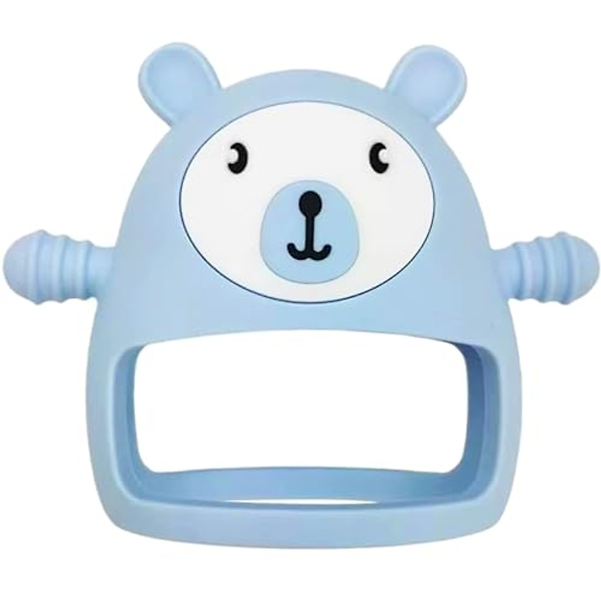 Baby Teething Toy, Silicone Baby Teether Toy for Babies, Hand Teether Pacifiers for Infants, Silicone Baby Mitten Teether for Soothing Teething Pain Relief, Baby Chew Toy (Blue)