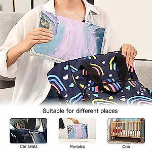 Pink Marble Portable Baby Changing Pad Travel Diaper Changing Pad Foldable Waterproof Changing Station with Built-in Pillow for Baby Gifts Stuff Newborn