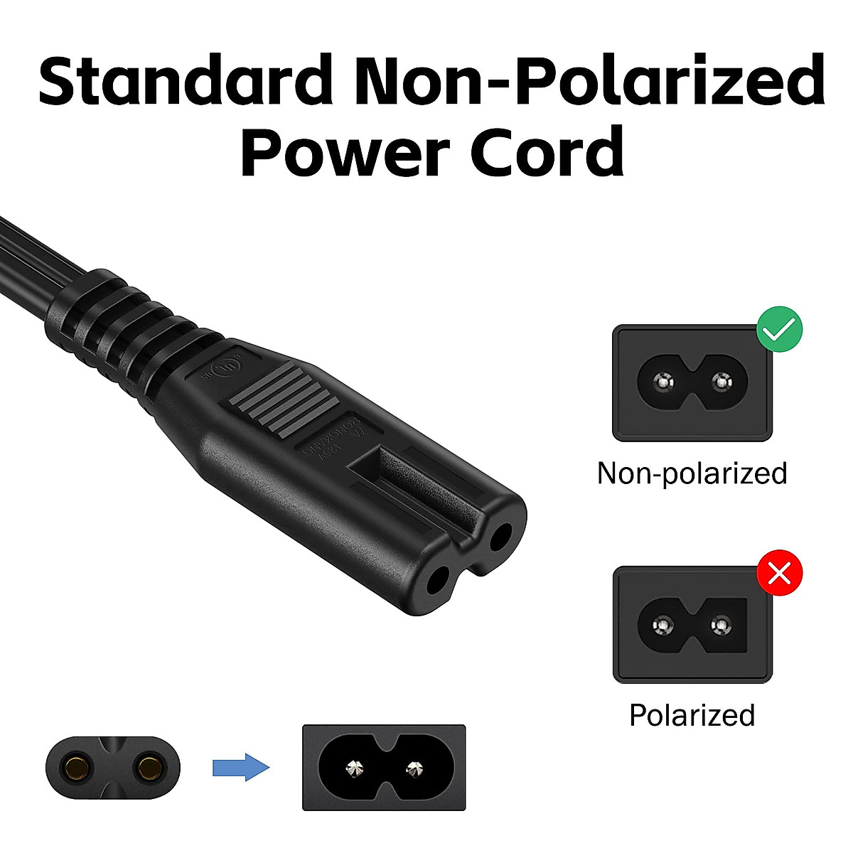 AC Power Cord 25FT(2 Pack), 2 Prong TV Power Cord, Power Supply Cable Replacement for Xbox One S, Xbox One X, Xbox Series X, PS3, PS4, PS5, Compatible for Printer, Monitor, Sound Bar, Game Console