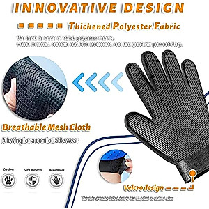 STARROAD-TIM Pet Grooming Glove Hair Remover Brush Gentle Deshedding Efficient Pet Mitt Pet Massage Gloves Left & Right Hand Draw Dog Cat Horse Long Short Fur (1Pair Left & Right Hand (Blue))