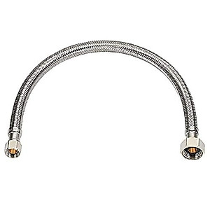 EZ-Fluid Plumbing 30" x 1/2" Fip x 3/8" Comp S.S Braided Flexible Water Hoses Connectors,Faucet Supply Line,Faucet Water Supply Hose Connector Lines For Bathroom,Kitchen,Outdoor Sink Faucets(1)