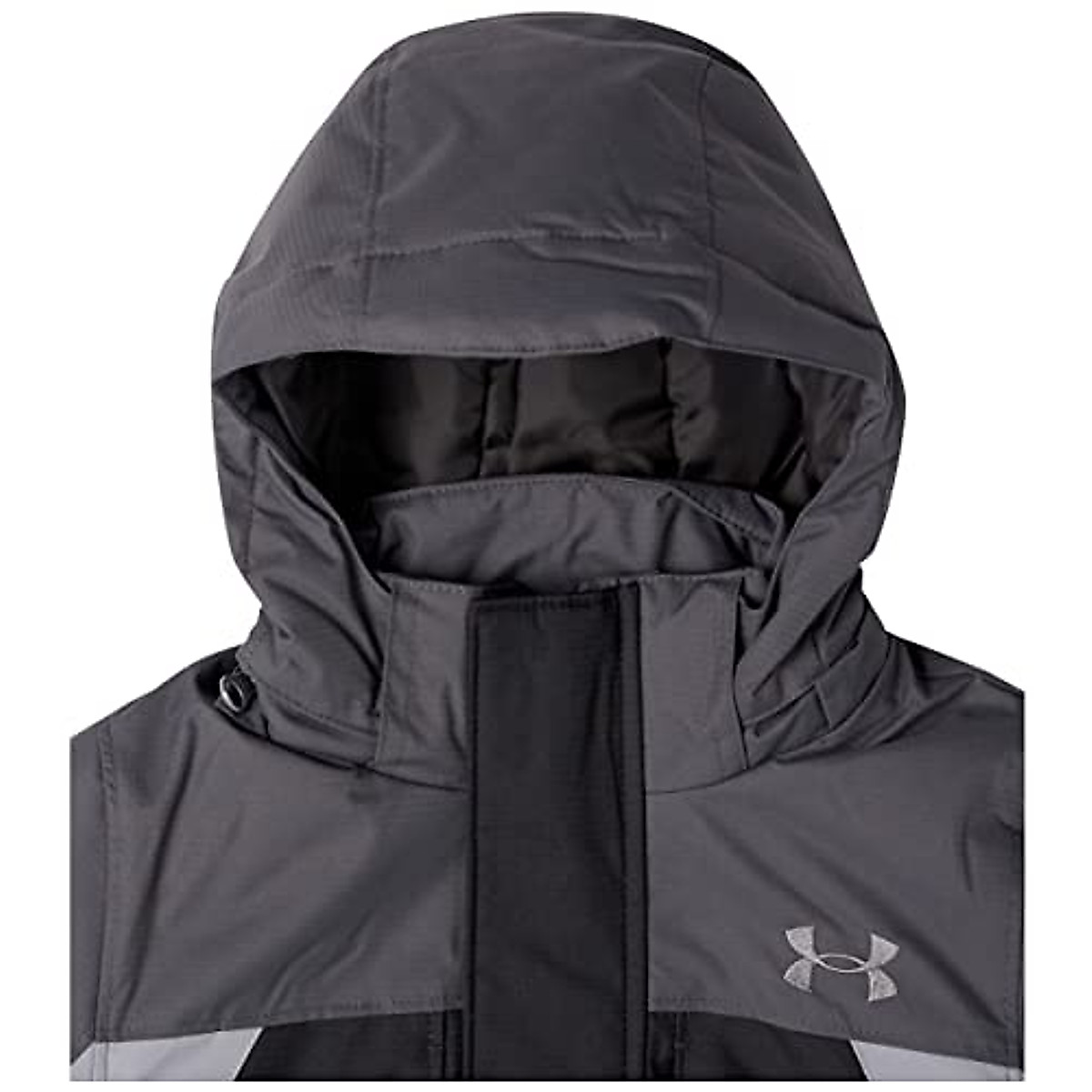 Under Armour boys Westward 3-in-1 Jacket, Removable Hood & Liner, Windproof Water Repellant 3 in 1 Jacket, Black Gray Block, Small US