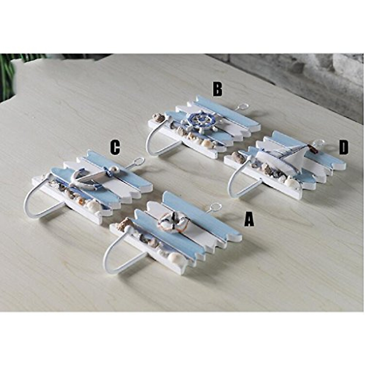 Jili Online Beach Themed Wall Hooks Towel Hat Coat Hangers Rustic Wall Nautical Decorative Hangers - Anchor, 16.5 x 11cm