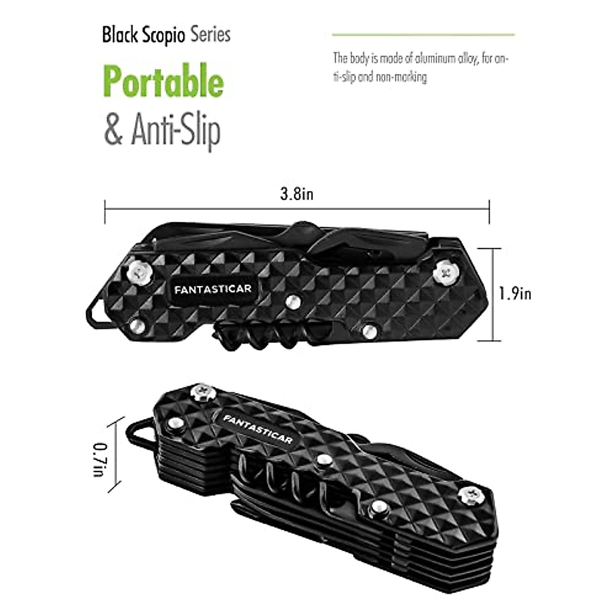 FantastiCAR 15 in 1 Multi-Tool, EDC Folding Pocket Knife with Premium Gift Box for Camping, Fishing, Hunting, Survival, Outdoor (Black)