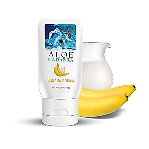 Aloe Cadabra Flavored Personal Lubricant and Vaginal Moisturizer, Organic Edible Aloe Lube for Men, Women, and Couples, Non-Staining, pH Balanced, Toy Compatible (Banana Cream, 2.5 Ounces, 1 Pack)