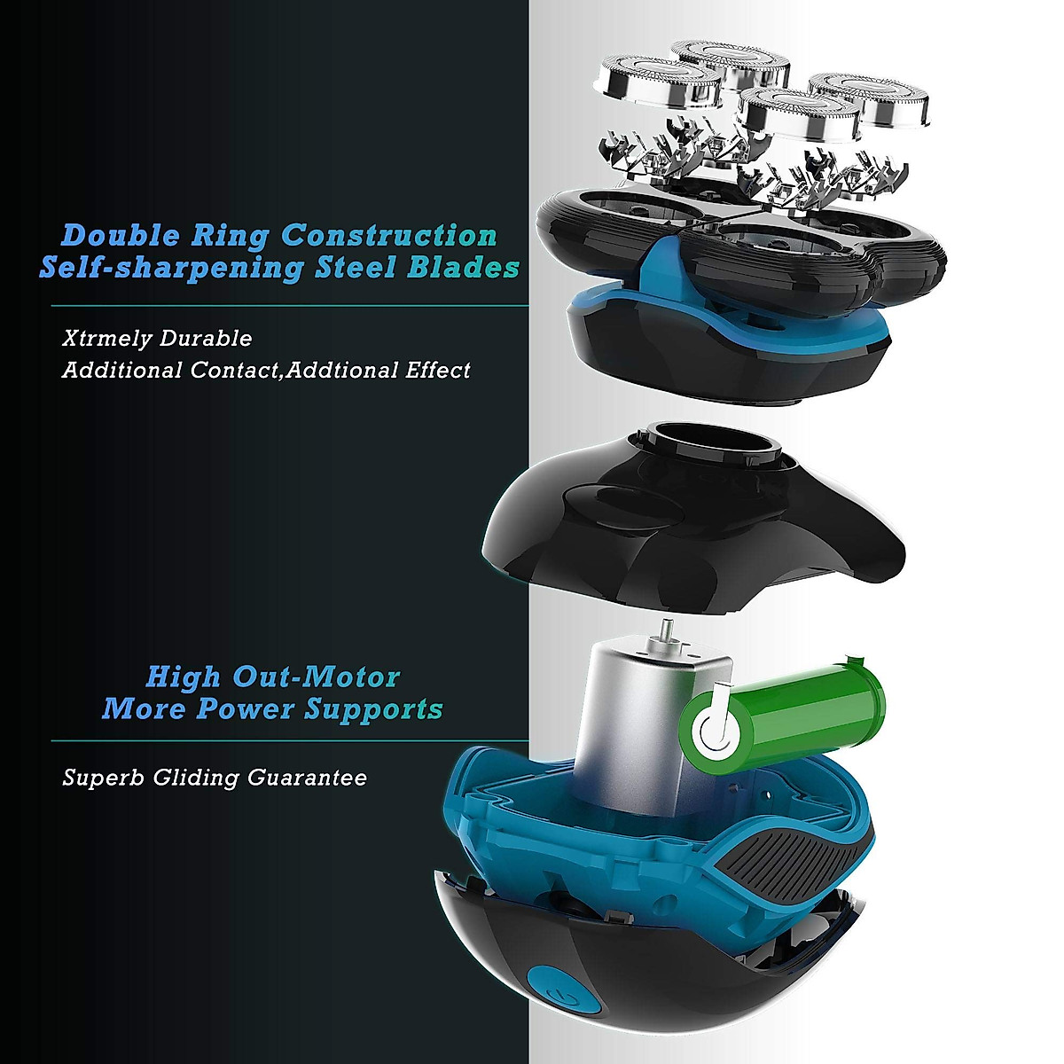 Men's Bald Head/Skull & Face Shaver Mini Trimmer Cordless Clipper Kit Fast Charging Palm Beard Rotary Barber Shaver Waterproof Rechargeable Multifunction PhylnLis 8608