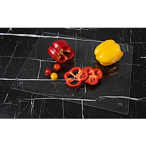 Phore Tempered Glass Cutting Board for Kitchen, Dishwasher Safe, Clear Cutting Board for Countertop, Scratch Resistant, Heat Resistant, Shatter Resistant(16"x12", Clear)