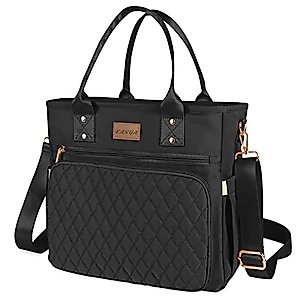 EASYA Large Women Lunch Bags for Work Insulated/Insulated Adult Lunch Box for Women/Durable Nylon Thermal Lunch Bag for Women/Leakproof Cooler Lunch Tote Bag with Storage Pocket (Black)