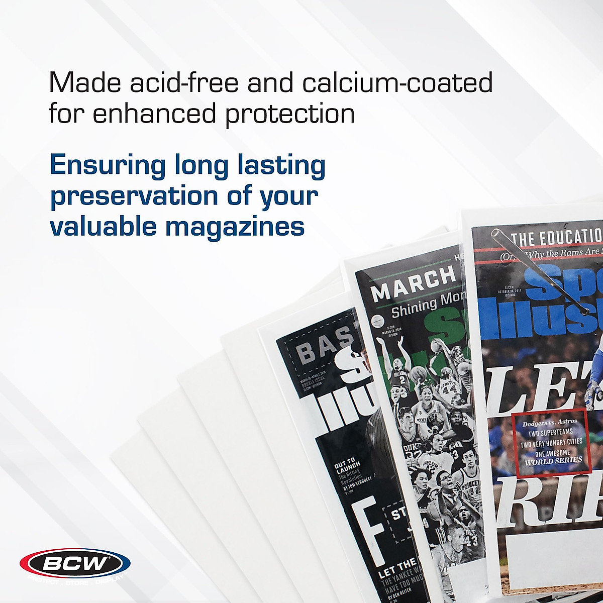BCW Magazine Backing Boards (8.5 x 11 Inches) - 2 Pack (200 Total) | 24-Point Solid Bleached Sulfate with Calcium Carbonate Coating | Protective Sheets for Collectible Magazine Protection