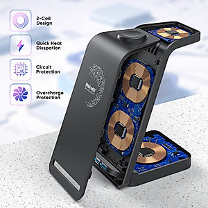 Welnotti 3 in 1 Charging Station for Multiple Devices Compatible with iPhone/iWatch/ipad/SamsungWireless Charger - Charging Stand Dock for AirPods(Gray)