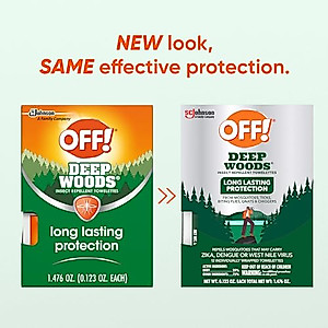 OFF! Deep Woods Mosquito and Insect Repellent Wipes, Long lasting, 12 Individually Wrapped Wipes