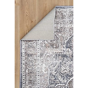 The Rug Collective Machine Washable Area Rugs 9x12 Living Room- Distressed, Vintage, Premium Recycled Cotton | Fade & Stain Resistant, Pet & Kid Friendly, Eco Friendly, Non-Shed, Non-Slip | Kendra Ash