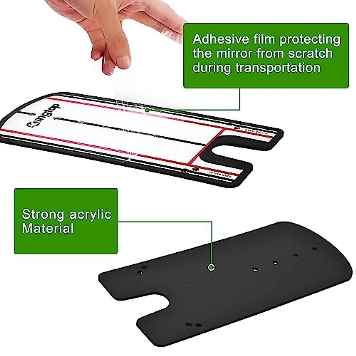 KINGTOP Golf Putting Alignment Mirror, Portable Swing Training Aids, Practice Putting Alignment Aid, Travel Size 12”L x 6”W