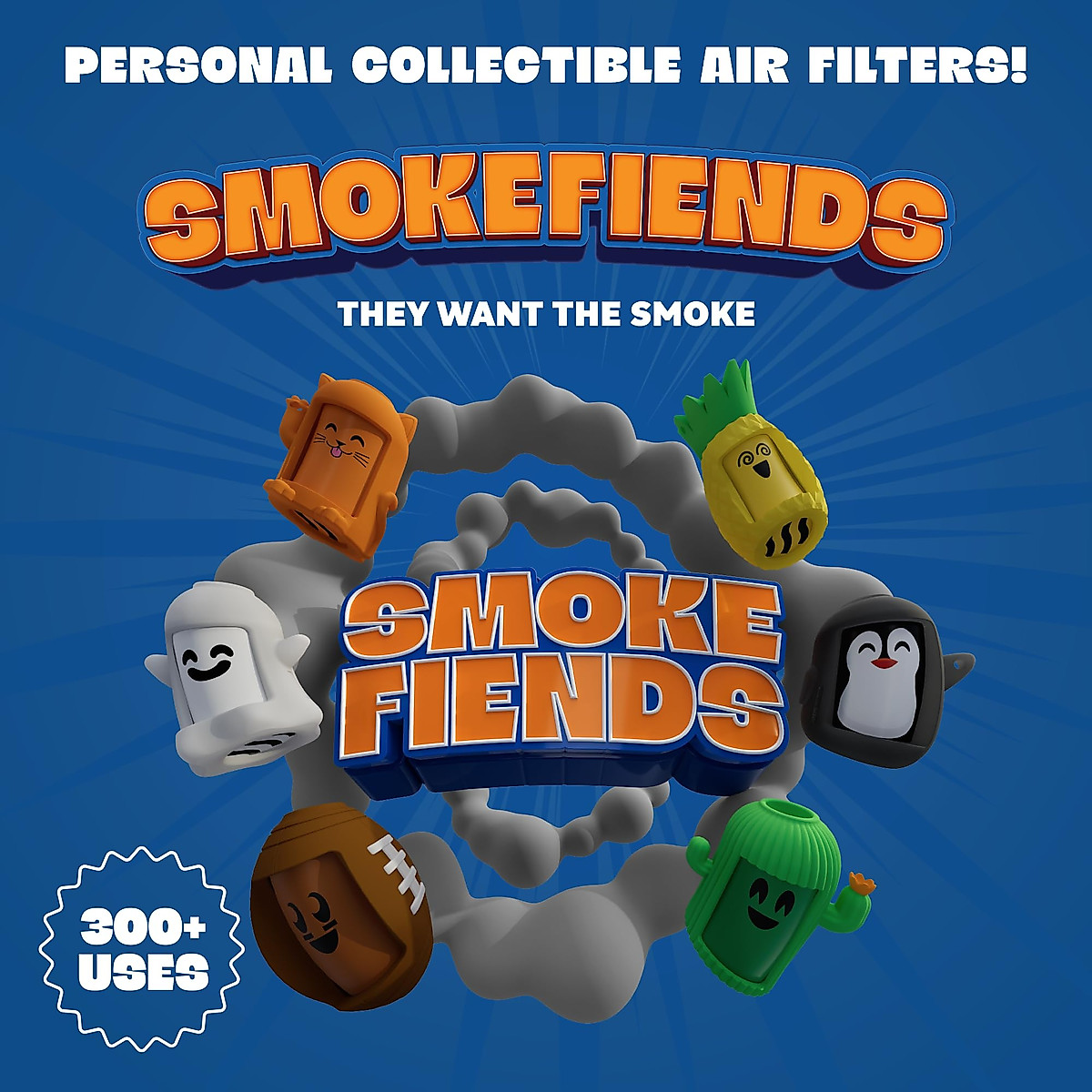 Smoke Fiends Portable & Eco-Friendly Personal Air Filter | Discreet HEPA & Carbon Filtration | Biodegradable & Up to 300+ Uses | Keychain Design for On-the-Go Freshness (Blaze)