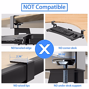 suptek Keyboard Tray Under Desk Pull Out with C Clamp Mount, Computer Keyboard & Mouse Tray, 25.6 (30 Including Clamps) x 11.8 inch Slide-Out Platform Computer Drawer for Typing, Black, DSF1