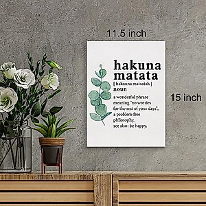 Canvas Wall Art Inspirational Hakuna Matata Word Definition Canvas Print Painting Home Wall Decor Framed Funny Gift 12"x15" Ready to Hang