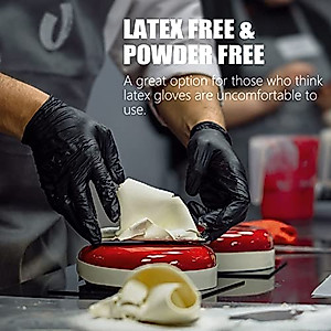 Amozife Disposable Nitrile Exam Gloves, 100 Pack X-Large Latex Free Non Sterile Black Glove for Medical, Cooking, Food Prep, Cleaning