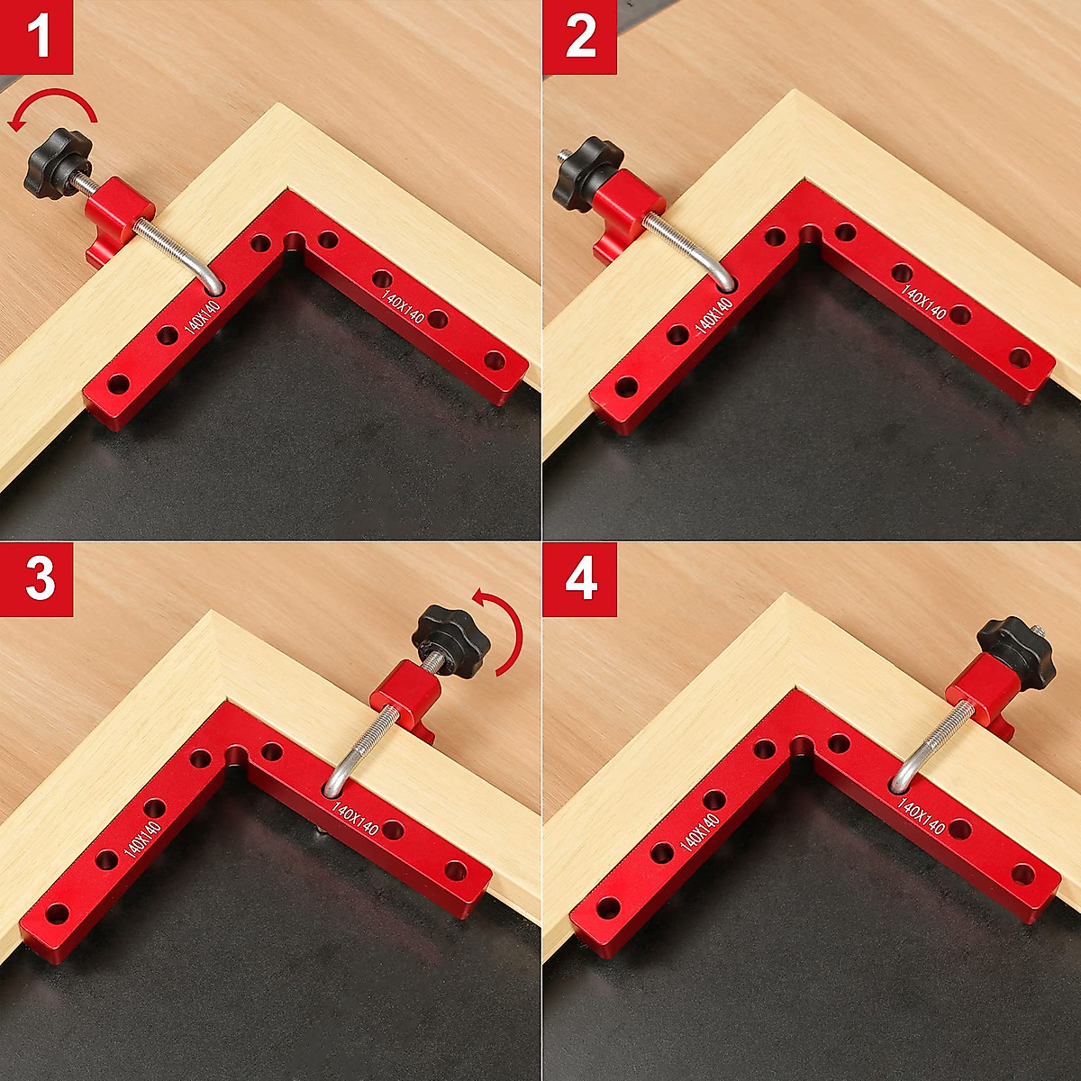 Nefish 90 Degree Corner Clamps for Woodworking, Right Angle Clamp Positioning Squares, 5.5" x 5.5" Aluminum Alloy Clamping Square Tool for Cabinets, Picture Frame, (2 Pack)