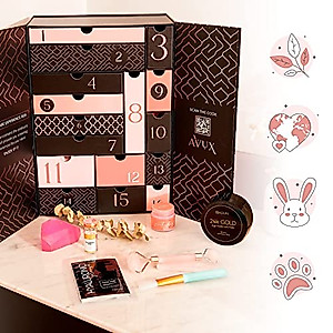 AVUX Beauty Care Box 22 pcs – Bath and Body Set includes Jelly Mask, Soap, Jade roller, Gua Sha, Bath Bomb, foldable bowl, spatula and more – Spa Set Gift on birthday and wedding for girls and women