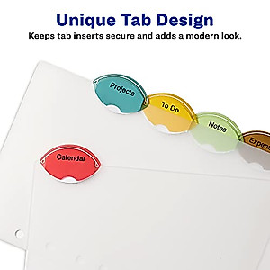 Avery Mini Economy View Binder with 1 Inch Round Ring, 5.5 x 8.5 inches, White, 1 Binder (5806) & Style Edge Insertable Plastic Dividers, 5.5 x 8.5 Inches, 5-Tab Set, 1 Set (11118)