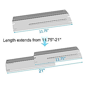 BBQ funland Universal Adjustable Stainless Steel Heat Plate Shield, Heat Tent, Flavorizer Bar, Burner Cover, Flame Tamer Replacement for Gas Grill,Extends from 11.75" up to 21" L (5-Pack)