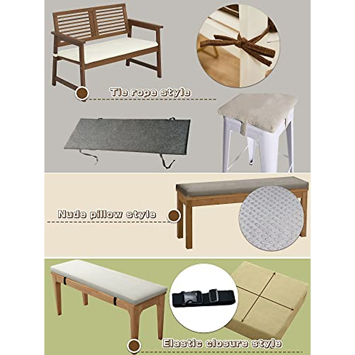 Kimgull Custom Size Bench Cushion/Bay Window Seat Pads, 1.18/1.97/3.15/4IN Thick Soft Garden Bench Cushion, Outdoor Washable Sofa Cushion, Non Slip Seat Mat for Patio Swing Bench (Thickness 1.97IN)