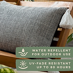 TOWN & COUNTRY TERRA Alara Indoor/Outdoor Decorative Pillow, 14"x20", Black/Ivory