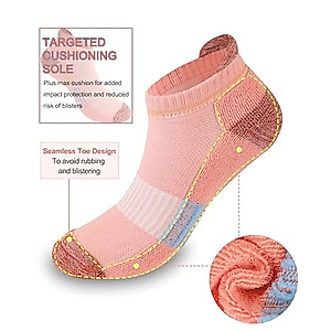 Gpooy Womens Cushioned Ankle High Running Athletic Low Cut Sports Cotton Socks 6-Pairs Multicolor 9-11