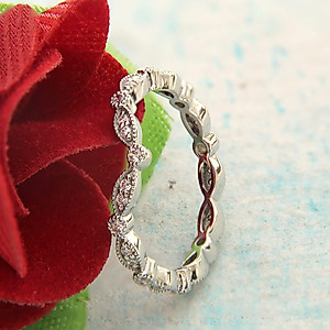 Jenelia Jewelers 0.50 CT. T.W. Wishbone Rings for Women Round Cut Eternity Cubic Zirconia Diamond Vintage Style Art Deco Wedding Band 14KT Gold Plated Solid 925 Sterling Silver (6)