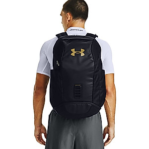 Under Armour Men's Contain Backpack , Black (001)/Metallic Gold Luster , One Size Fits All