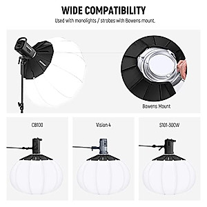NEEWER Lantern Softbox Diffuser, 34"/85cm Omnidirectional Quick Release Soft Light Modifier with Skirt & Carrying Bag, Compatible with NEEWER CB100 CB150 CB60 RGB and Other Bowens Mount Lights