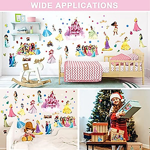 Princess Wall Decals Peel and Stick Wall Stickers Ideal for Girls Nursery Bedroom Living Room Background Wall Decor