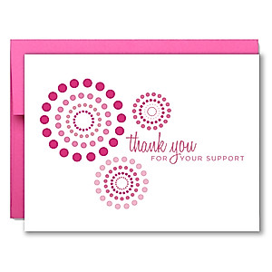 Two Poodle Press 20 Card Variety Pack - Breast Cancer Support Modern Pink Ribbon Thank You Cards in 4 Designs, Printed on 100% Recycled Stock - For Charity Events, Runs, Walks and 3-Day