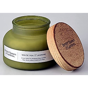 BetterHomes&Gardens 18oz Scented Candle, White Tea and Jasmine 2-Pack, 18oz (501g) x 2 [excluding glass jar weight] (44225)