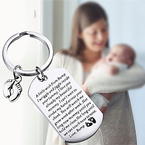 WSNANG Mommy To Be Keychain Gift A Little Wish From Bump Pregnancy Baby Announcement Gifts New Mom Jewelry (A Little Wish Bump DT)