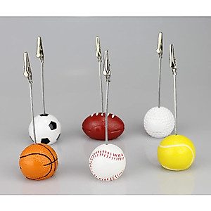RRRuo Basketball Resin Ball Base Memo Clip Holder Stand, Picture Holders, Place Card Holders for Memo Note Photo Wedding Party Table Number Holders Home Office Desktop Decor 6 Pieces (Basketball)