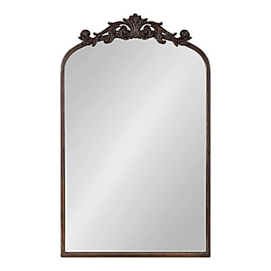 Kate and Laurel Arendahl Traditional Arch Mirror, 19 x 30.75, Antique Bronze, Baroque Inspired Wall Decor