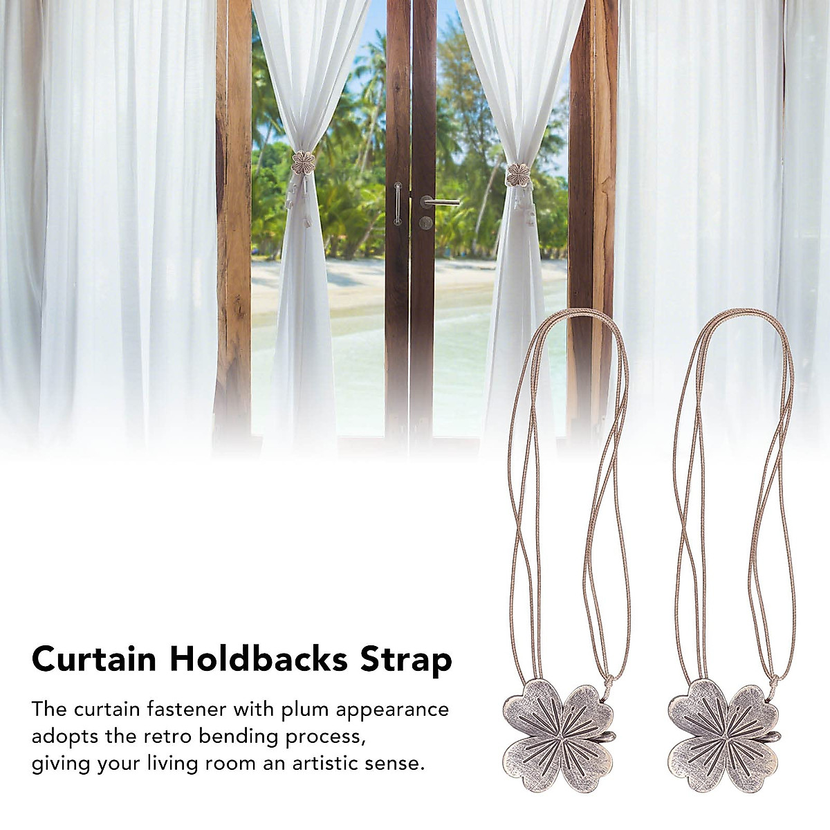 2pcs Curtain Tiebacks Magnetic Flower Curtain Strap Buckle Decorative Drapes Tie Back for