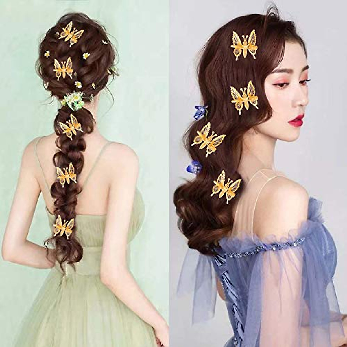 12 Pieces 3D Hair Clips Gold Metal Moving Butterfly Barrettes Clamps Pins Cute Hair Styling Accessories for Women and Girls