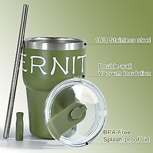 21 oz Travel Coffee Mug, Insulated Tumbler with Lid and Straw Double Wall Vacuum Insulated Tumbler Reusable Coffee Cups for Coffee, Tea and Drinks, Green