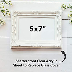 SimbaLux Acrylic Sheet Clear Cast Plexiglass 5” x 7” 0.08” Thick (2mm) Pack of 5 Transparent Plastic Plexi Glass Board with Protective Paper for Photo Frame Replacement, DIY Display Projects, Craft