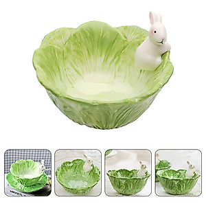 Rabbit Pattern Bowl Easter Candy Bowl Cute Cabbage Shaped Bowl Cartoon Ceramic Bowls Salad Bowls Soup Bowls Rice Bowls Snack Appetizers Nut Dish Easter Table Decor Gift
